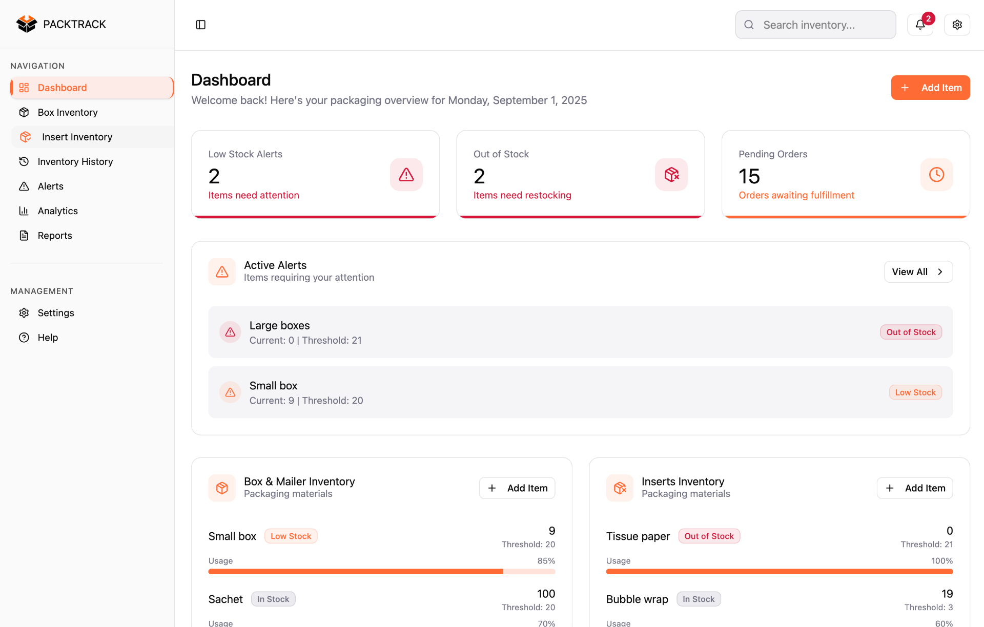 PACKTRACK - Never Run Out of Packaging Materials Again